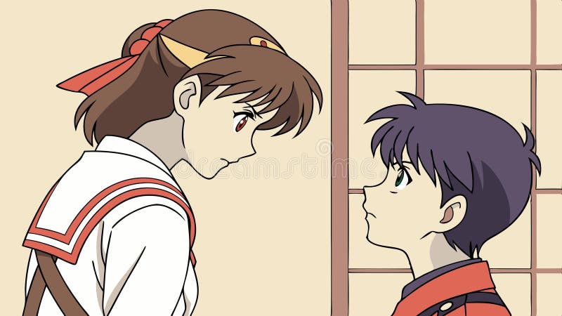 Anime Couple Illustration, Romantic Scene and Relationship Theme Vector ...