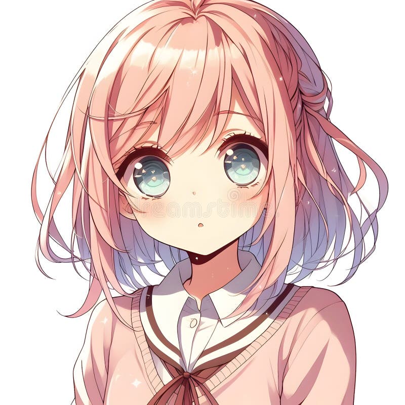 Anime Cute Girl Character Face Stock Illustration - Illustration of ...