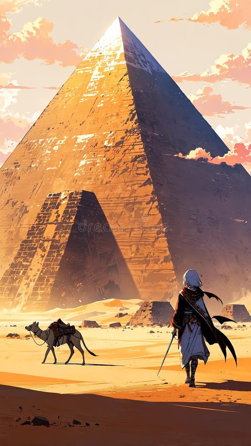 Anime Desert with Pyramid Anime Style Highquality for Wallpape Ai ...