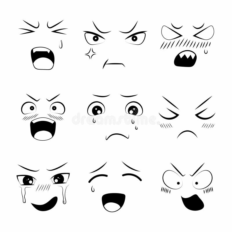 Anime Emotion Effect. a Set of Doodle Illustrations of Different ...