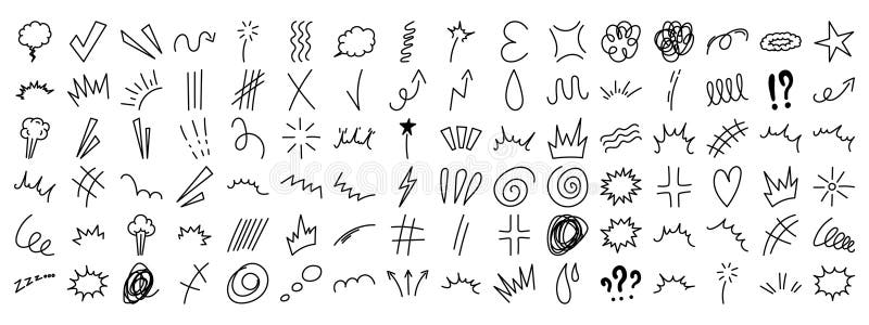 Anime Emotion Effect Set. Manga Collection of Arrows, Sparkles ...