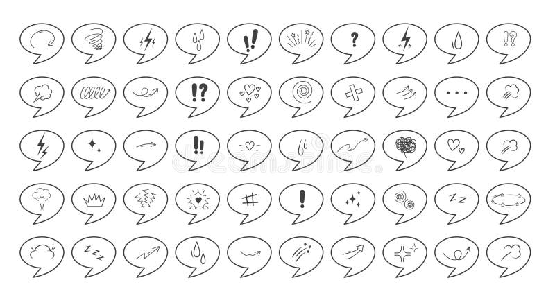 Anime Emotion Effect Set. Speech Bubble with Line Movement Element ...