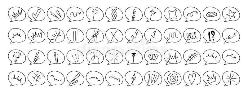 Anime Emotion Effect Set with Speech Bubbles. Manga Collection of ...