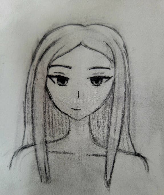 Anime face stock photo. Image of graphite, white, grey - 263300374