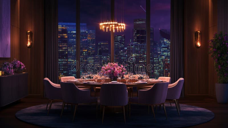 Anime Formal Dining Room Features an Anime Background with a Retro Neon ...