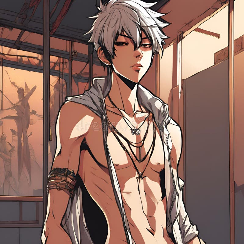 A Lean Emo White Haired Guy Art Illustration Stock Illustration ...