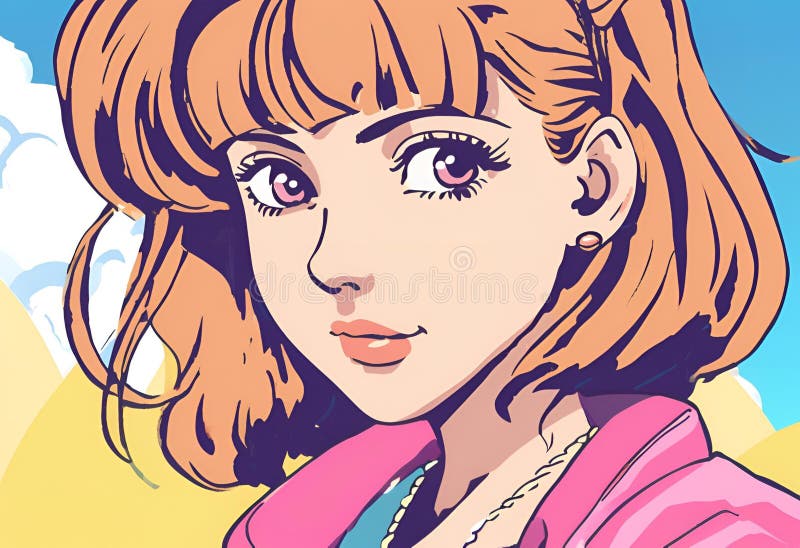 A Anime Girl in Retro 90& X27;s Style Stock Photo - Image of anime ...
