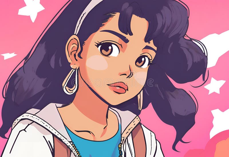 A Anime Girl in Retro 90& X27;s Style Stock Image - Image of girl ...