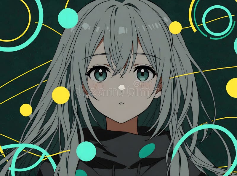 Anime Girl with Swirling Circle Background Stock Illustration ...