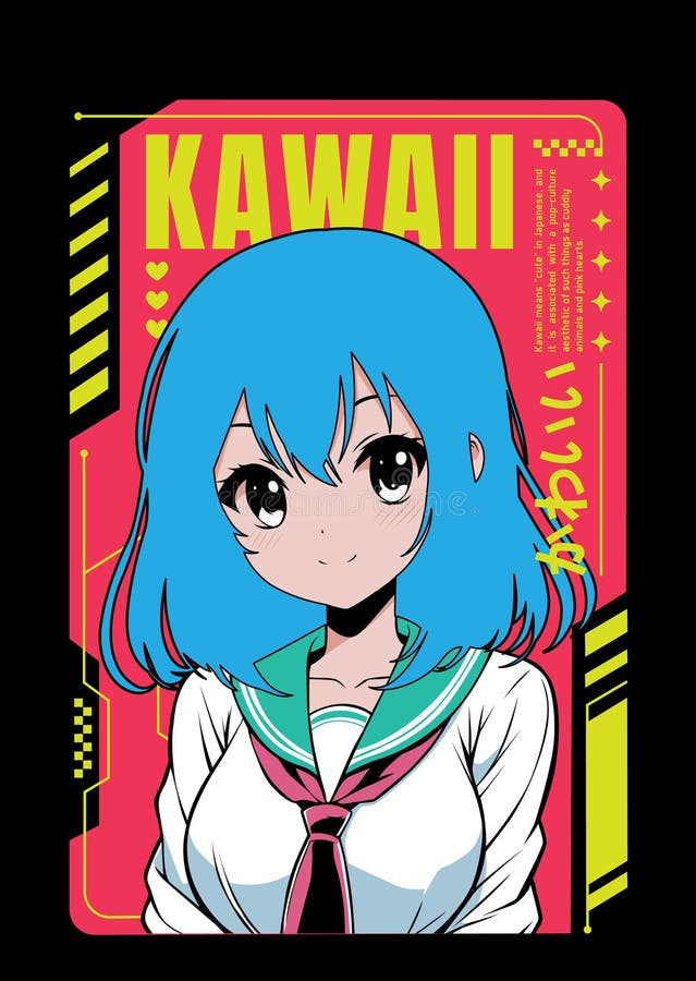 Anime Girl Poster in Manga Style. Tokyo Japan Anime Girl with Concept ...