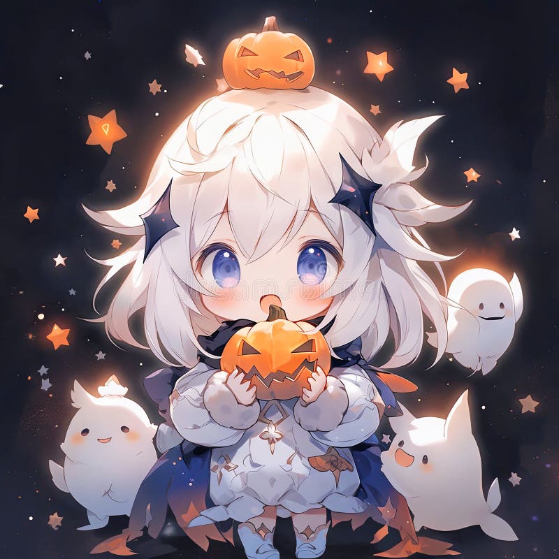 Anime Halloween Chibi Cute Style Sharp Stock Photo - Image of pumpkin ...