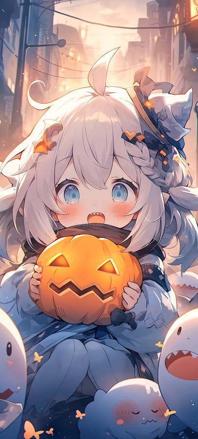 Anime Halloween Chibi Cute Style Sharp Stock Image - Image of cute ...