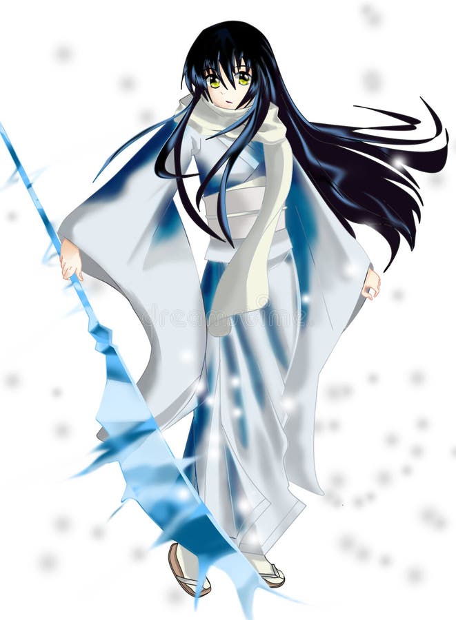 Anime ice girl stock illustration. Illustration of kimono - 21499838
