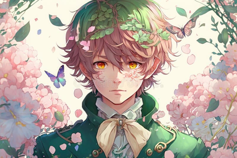 Anime Illustration of a Cute Spring Boy. Generative Ai Stock ...