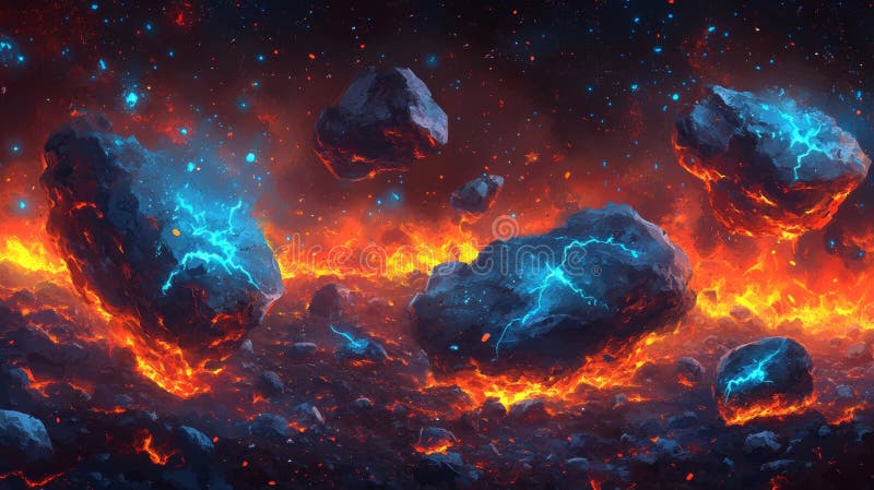 An Anime Illustration Showing a Firestorm in the Sky, Complete with ...