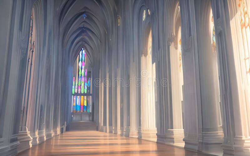 Anime Kathedrale Kirche Generative Ai Stock Abbildung - Illustration ...