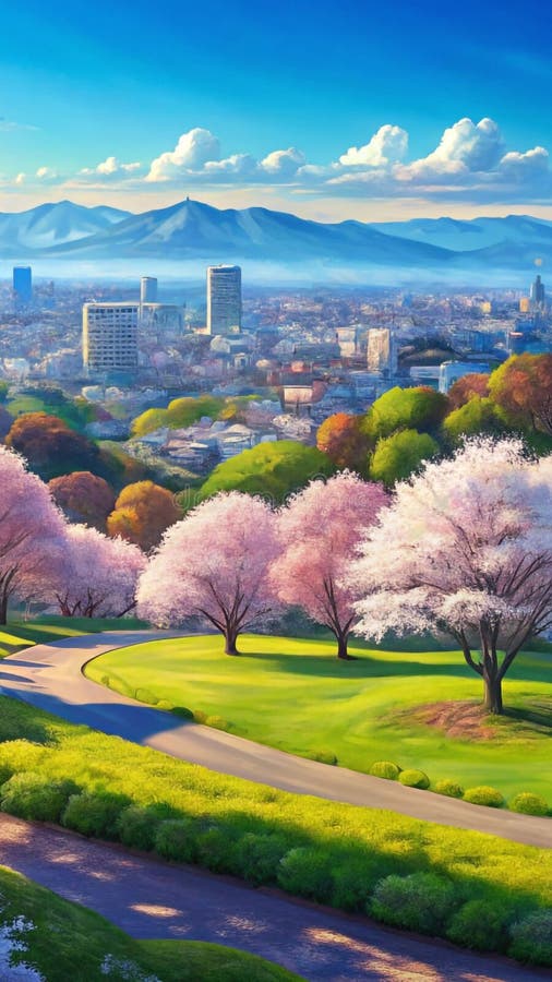 Anime Landscape a Vibrant and Detailed Anime Style. Generative AI Stock ...