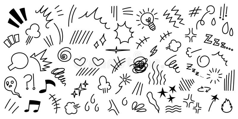 Anime Line Effects. Manga Comic Big Collection of Movement Doodles ...