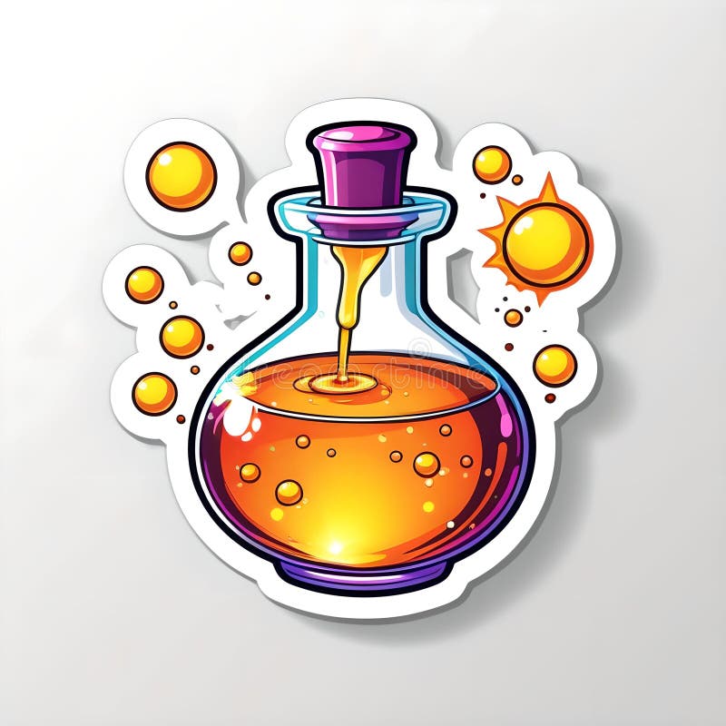 Anime Magic Potion Sticker: Glowing Liquid, Anime Style, Contour Vector ...