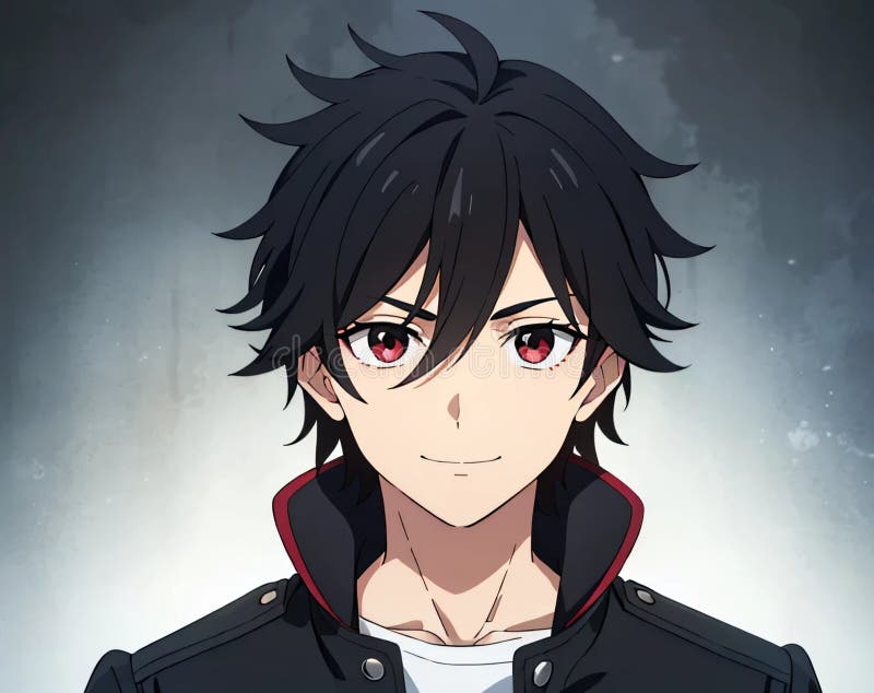 Anime Man with Red Eyes stock illustration. Illustration of manga ...