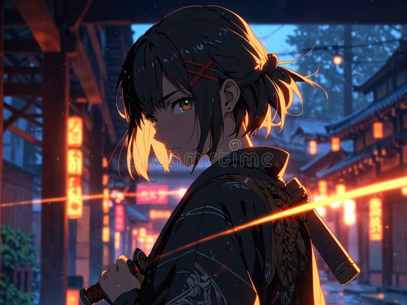 Anime Ninja Character Fight Pose. Stock Illustration - Illustration of ...