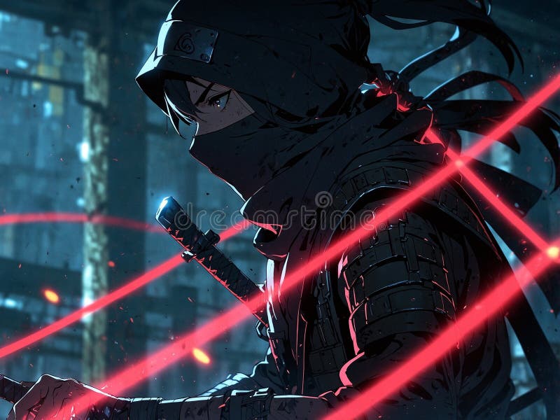 Anime Ninja Character Fight Pose. Stock Illustration - Illustration of ...