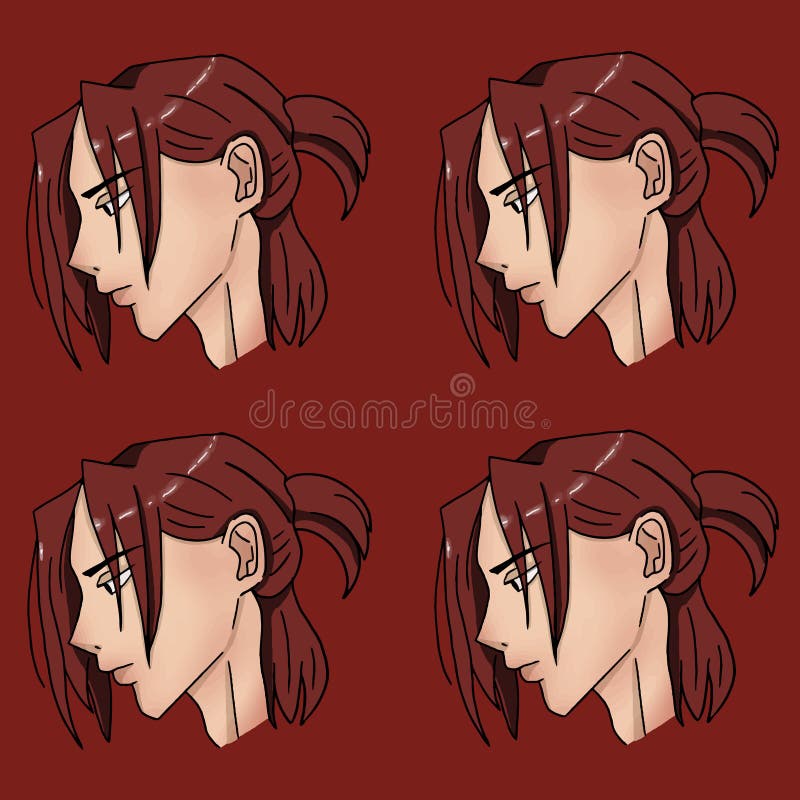 Anime People with Their Busts Drawn in Anime Style Illustration Stock ...