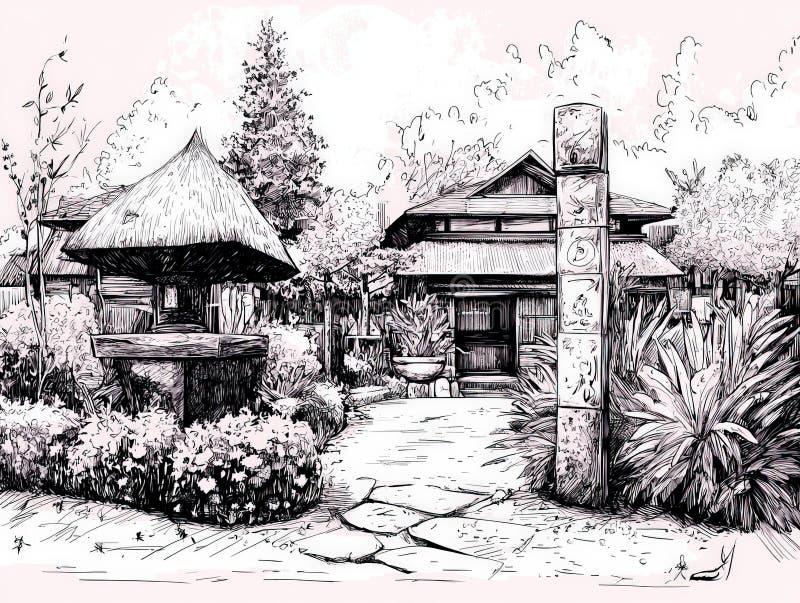 Anime Scene Sketch: an Illustration Capturing a Scene from an Anime ...