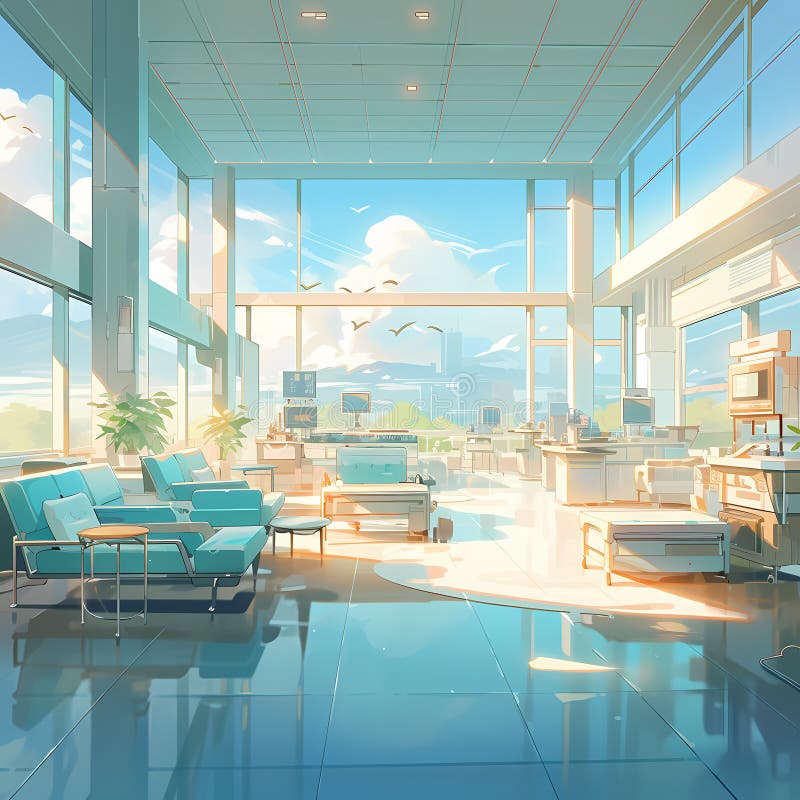 Anime Scene of a Work Office with Relaxed Stock Illustration ...