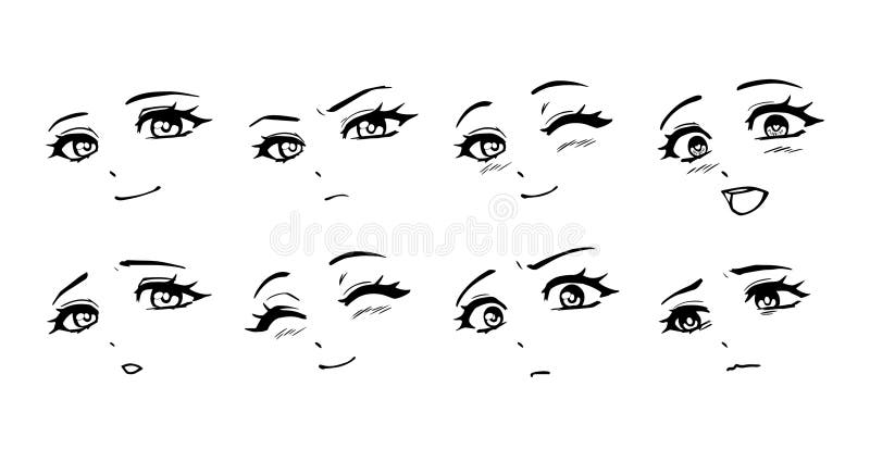 Anime School Girl Expressions Stock Vector - Illustration of female ...