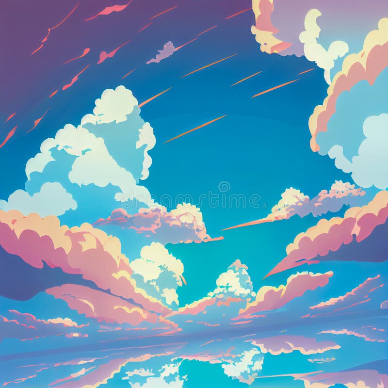Anime Sky with Clouds. Generative AI Stock Illustration - Illustration ...
