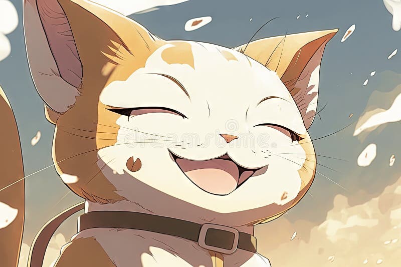 ANime Smiling Cat with Happy Expression Illustration Generative Ai ...