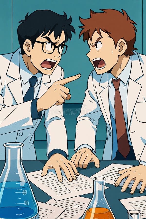 Anime Students Arguing in Science Laboratory Stock Illustration ...
