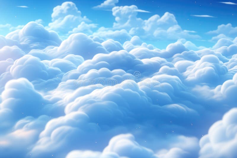 Anime Style Background with Blue Sky and Smooth Fluffy Clouds. Cartoon ...
