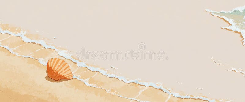 Anime Style Background, a Seashell on the Beach. Stock Image - Image of ...