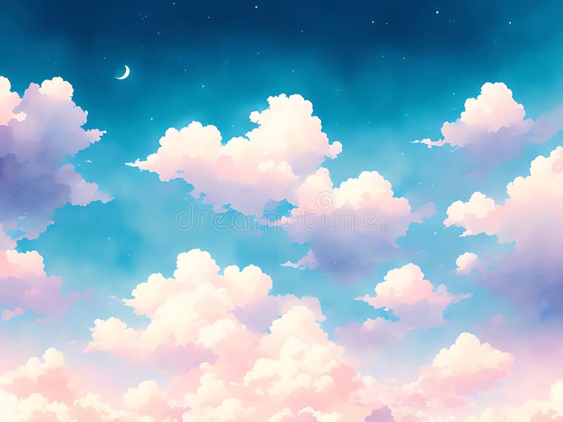 Anime Style Clouds Background with Pastel Color. Generative AI Stock ...
