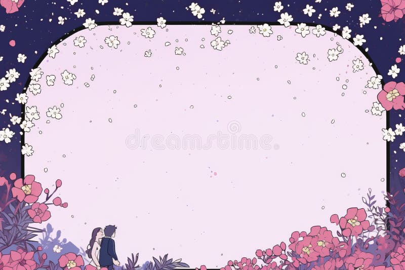 An Anime Style Frame with Flowers and a Man and Woman Standing in Front ...