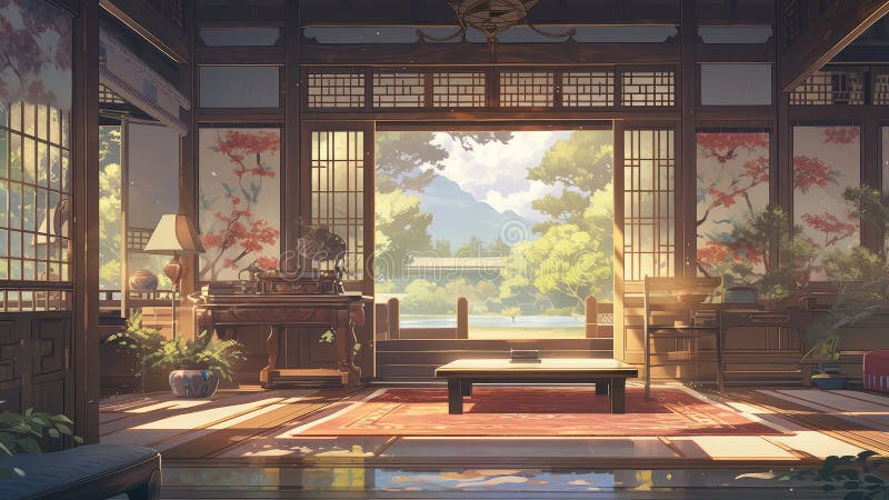 Anime Style Illustration of a Home Interior - Generative AI Stock ...
