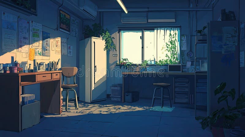 Anime Style Room Interior. Morning Sun in Apartment Stock Illustration ...