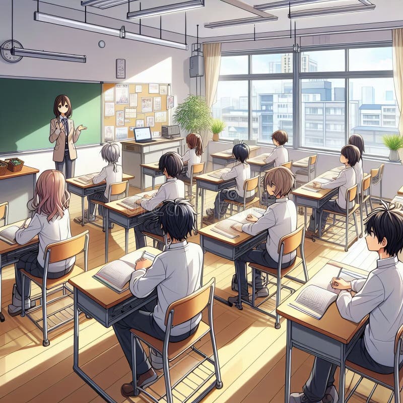 Anime Teacher Explaining Math Stock Illustration - Illustration of ...