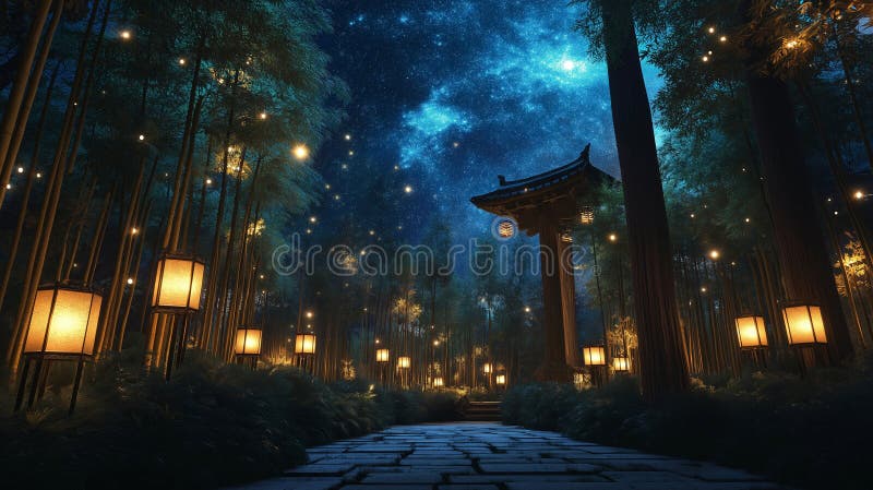 Anime theme of landscape stock image. Image of tree - 342283591