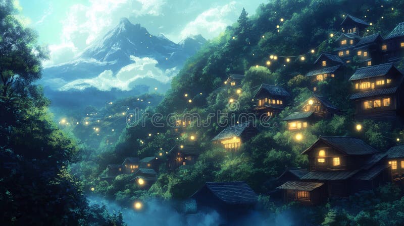 Anime theme for wallpaper stock photo. Image of house - 341560808