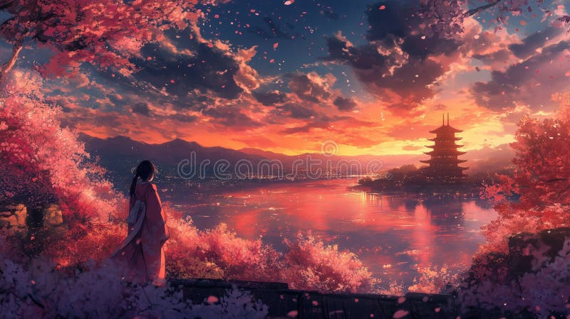 Anime wallpaper stock image. Image of template, sketch - 332282539