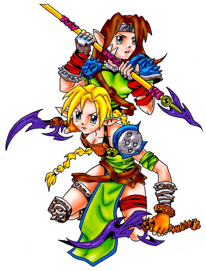 Anime Warriors with Poleaxe Stock Vector - Illustration of contour ...