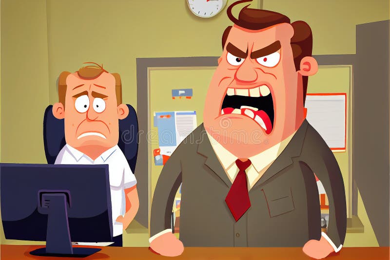 Anime Worker and Evil Boss. Generative AI Stock Illustration ...
