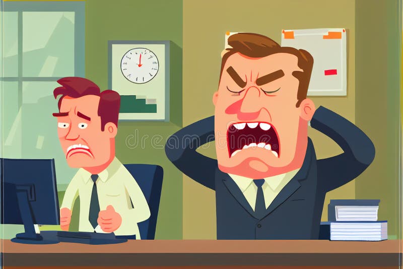 Anime Worker and Evil Boss. Generative AI Stock Illustration ...