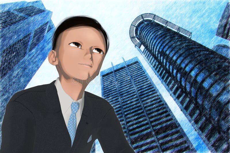 Anime young executive stock illustration. Illustration of employment ...