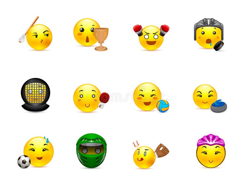 Emoticons en Sporten stock illustratie. Illustration of controleurs ...