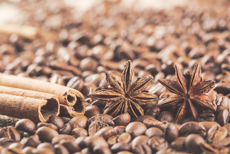 Anis, Coffee Beans and Cinnamon Sticks Stock Photo - Image of cafe ...