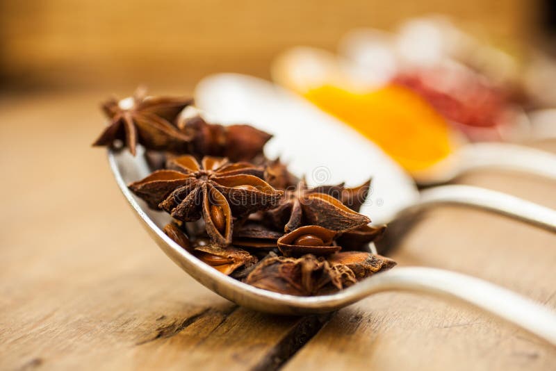 Anise inside the spoon stock image. Image of organic - 61880693